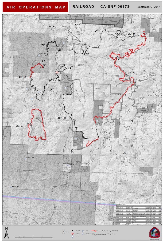 Railroad Fire perimeter map 9-7-17 am | Sierra News Online